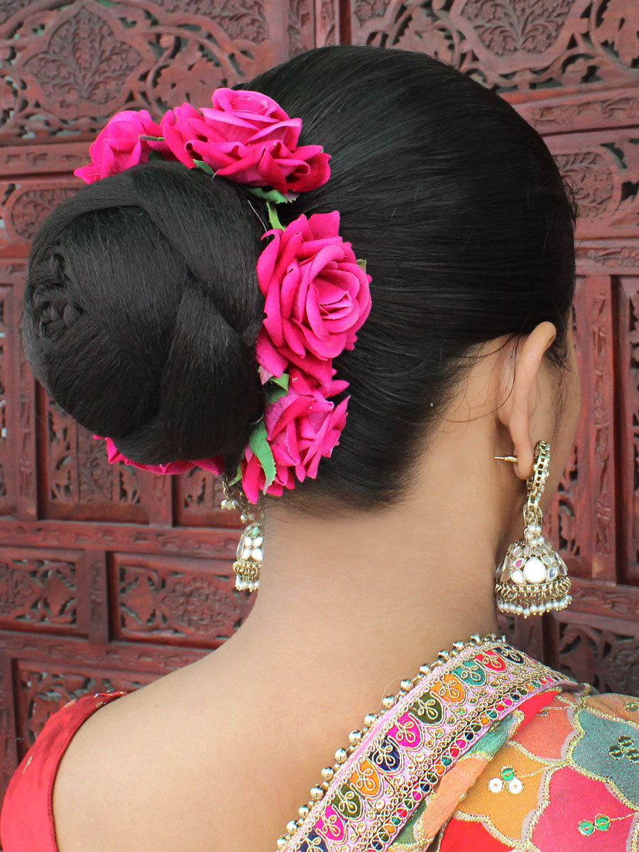 Gul Artificial Flowers Hair Bun Bridal Gajra – Indiatrendshop